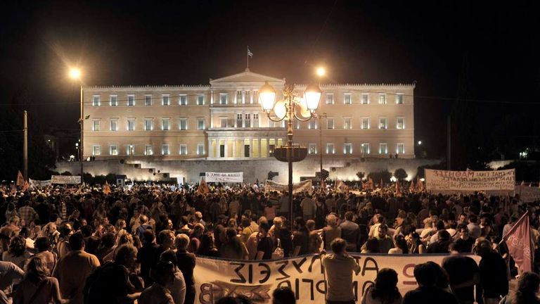 Greece Passes Job Cuts As Thousands Protest | World News | Sky News