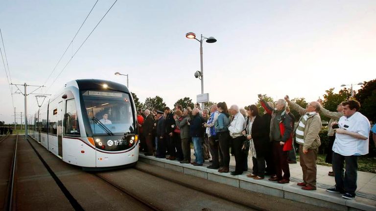 Edinburgh's Long-Awaited Trams Hit The Tracks | UK News | Sky News