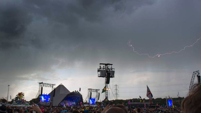 Glastonbury Festival: Lightning Stops The Show | Ents & Arts News | Sky ...
