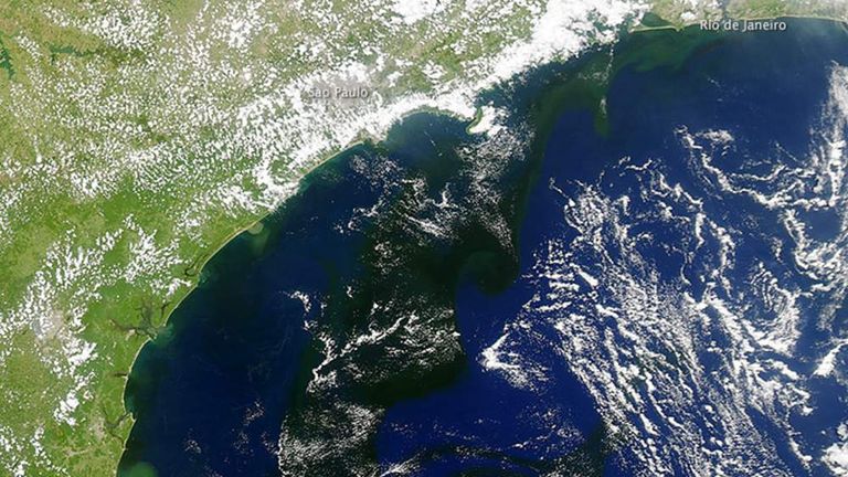 Brazil's Hot Summer Causes Massive Algae Slick | World News | Sky News