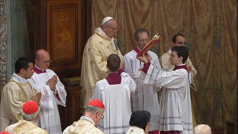 Pope Francis Celebrates First Mass At Vatican World News Sky News