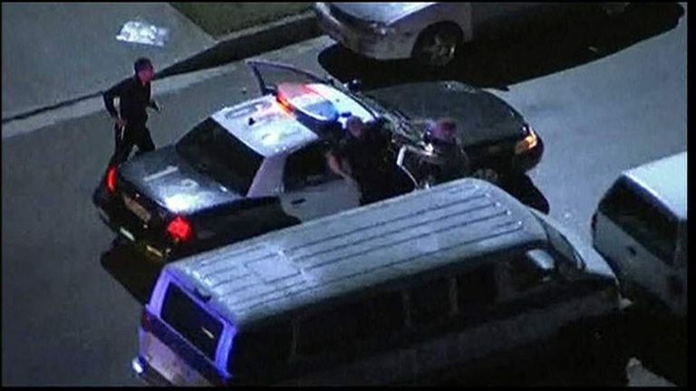 LA Car Chase Driver Charges At Cops Behind Him | US News | Sky News