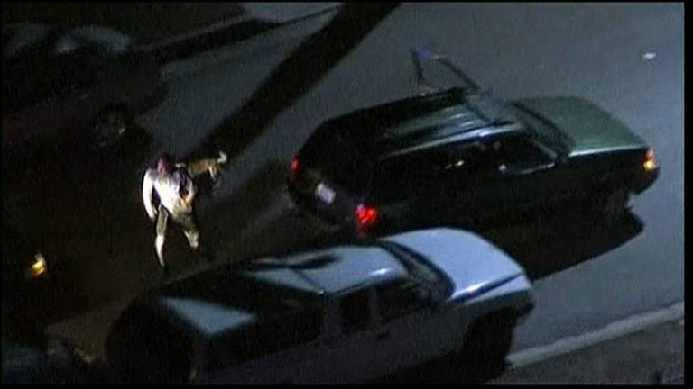 LA Car Chase Driver Charges At Cops Behind Him | US News | Sky News