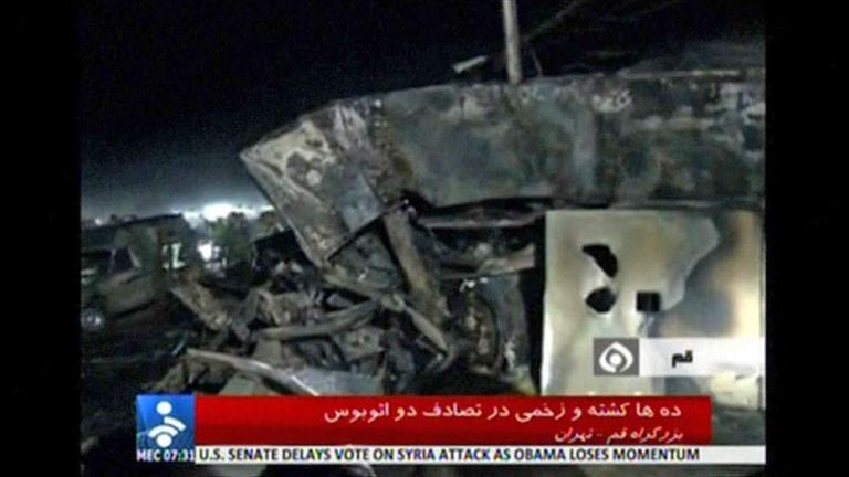 Iran Bus Crash: Head-On Collision Kills 44 | World News | Sky News