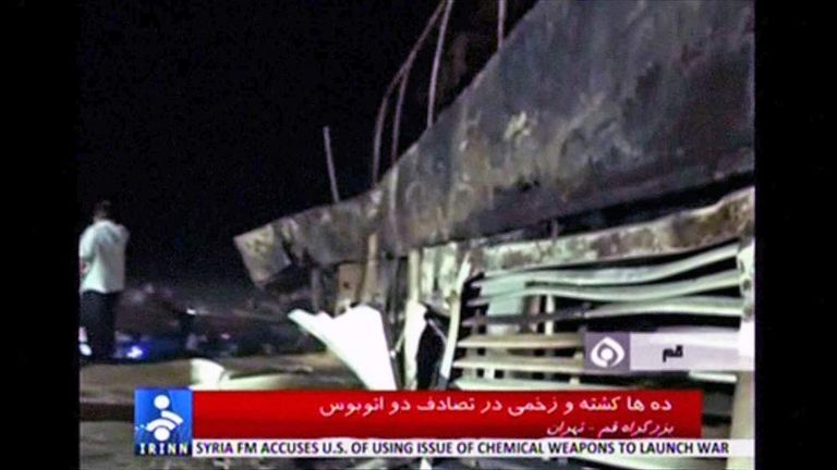 Iran Bus Crash: Head-On Collision Kills 44 | World News | Sky News
