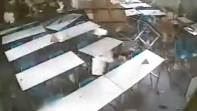 Dramatic Video Of Storm Battering School | World News | Sky News