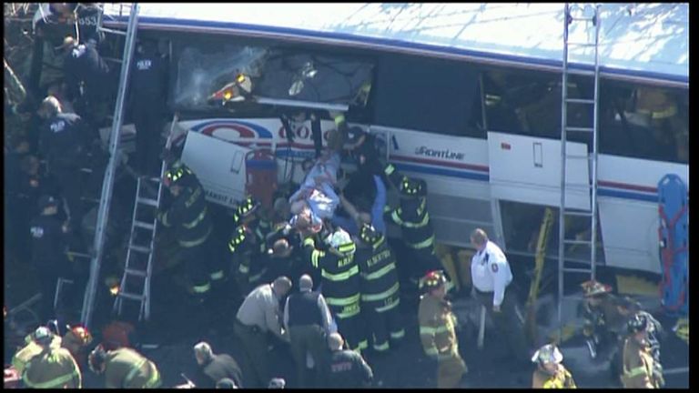 Truck Driver Killed In Long Island Bus Crash | US News | Sky News
