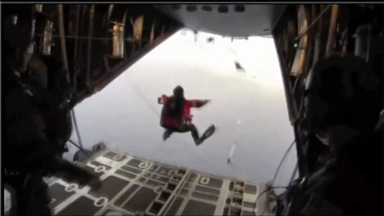 Frogmen Jump Out Of Plane To Help Sick Baby | US News | Sky News
