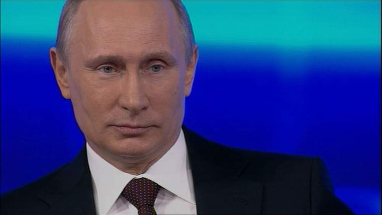 Putin Finds Time For A Laugh During Phone-In | World News | Sky News