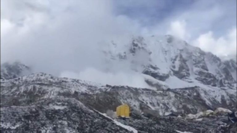 Video: Moment Everest Avalanche Hits Climbers | World News | Sky News
