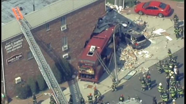 Several Hurt As Bus Crashes Into NY Building | US News | Sky News