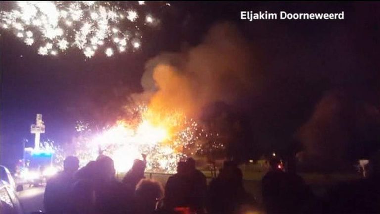 Watch: Fireworks Burst From Suburban Home | World News | Sky News