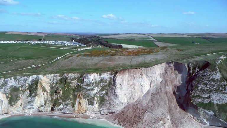 Dorset Landslide: Cliff Collapses Into Sea | UK News | Sky News