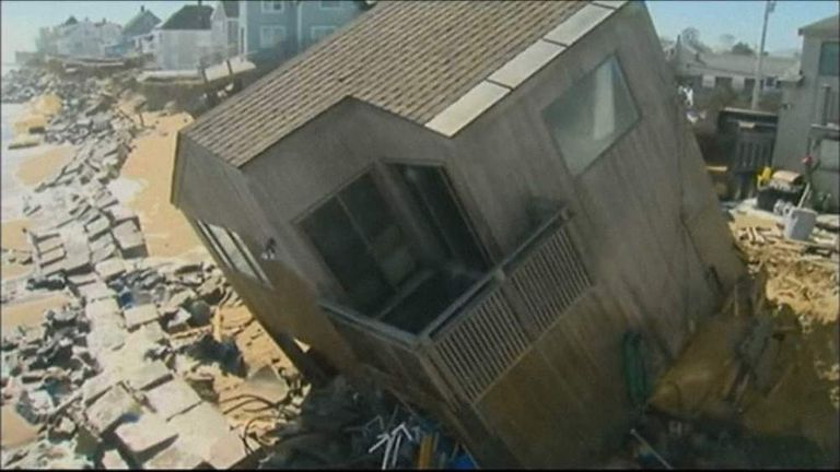 Storm Sweeps Plum Island Homes Into Ocean | US News | Sky News