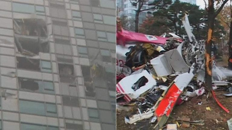 Helicopter Hits Tower And Plunges To Ground | World News | Sky News