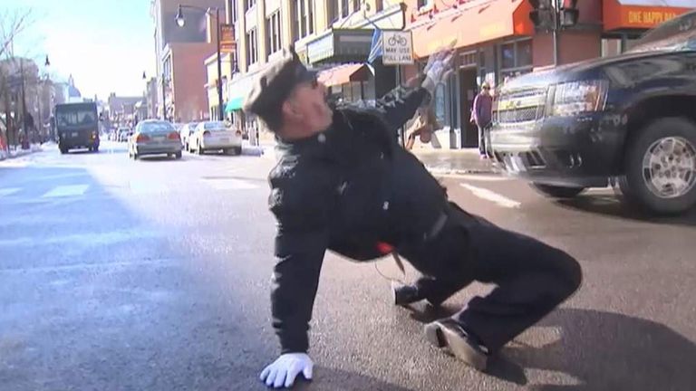 Dancing Cop Keeps Holiday Traffic Moving | US News | Sky News