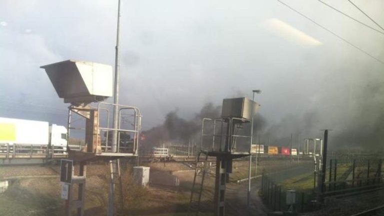 Lorry Train Fire Shuts Channel Tunnel | UK News | Sky News