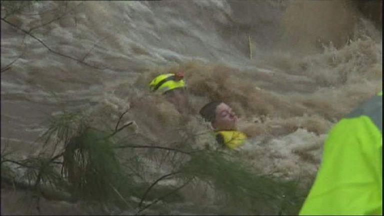 Video Of Boy Rescued From Swollen Oz River | World News | Sky News
