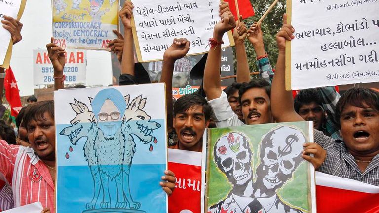 India: Millions Protest Over Supermarket Plans | World News | Sky News