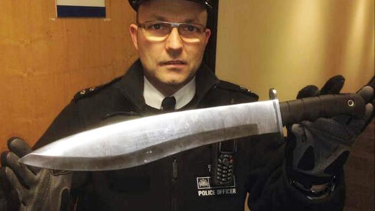 Officer Seizes 15-Inch Knife From Stairwell | UK News | Sky News
