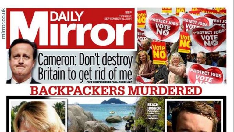 Tuesday's National Newspaper Front Pages | UK News | Sky News