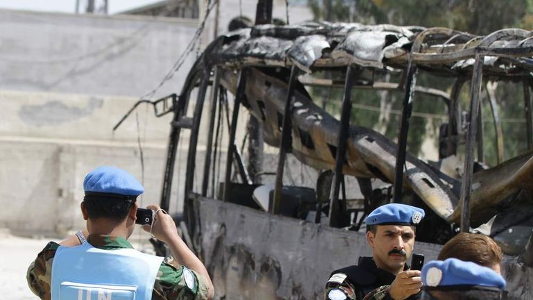 Syrian Mortars Hit Lebanon, UN Considers Exit | World News | Sky News