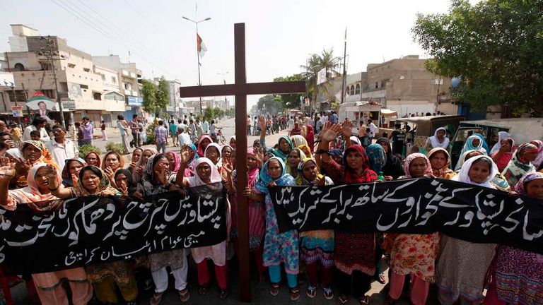 Pakistan Protests At Deadly Church Bombings | World News | Sky News