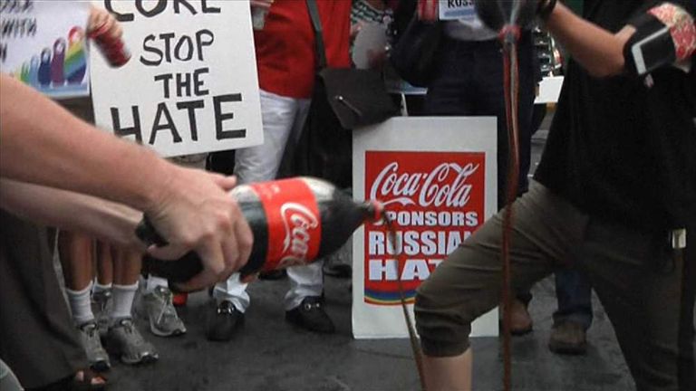 Gay Rights Coke Protests Over Sochi Olympics | US News | Sky News