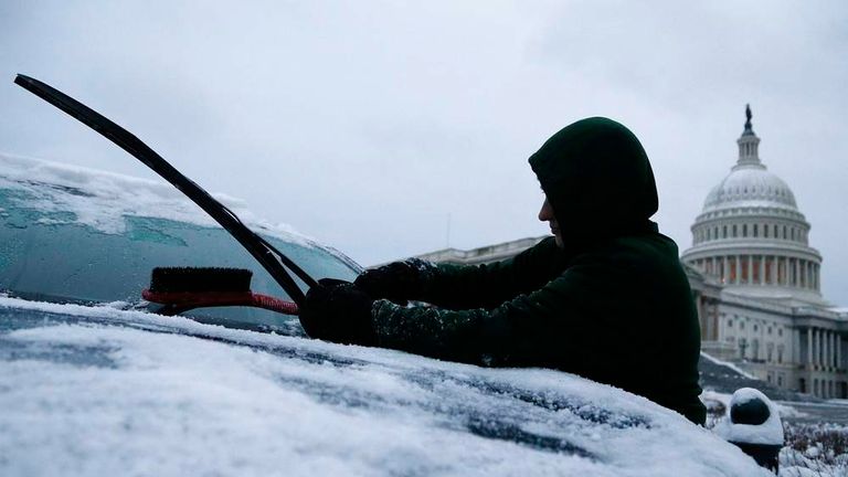 Late Winter Storm Freezes US Capital | US News | Sky News