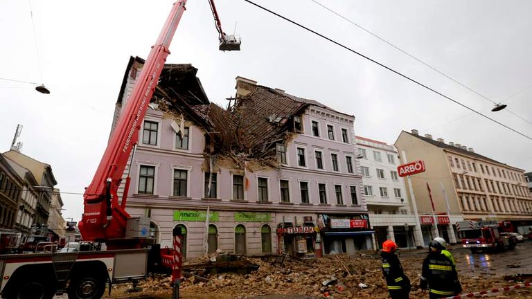 Vienna Building Collapse After 'Explosion' | World News | Sky News