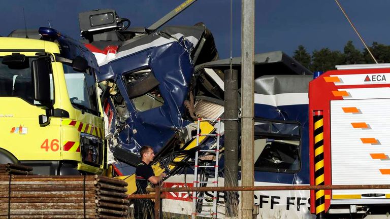 Swiss Train Crash: 35 Passengers Injured | World News | Sky News