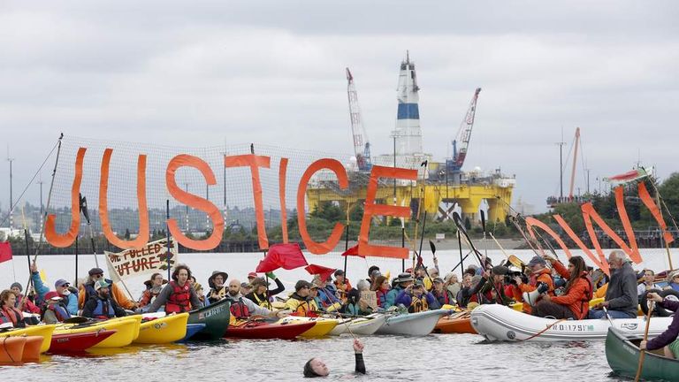 'Kayaktivists' Protest New Arctic Oil Drilling | US News | Sky News