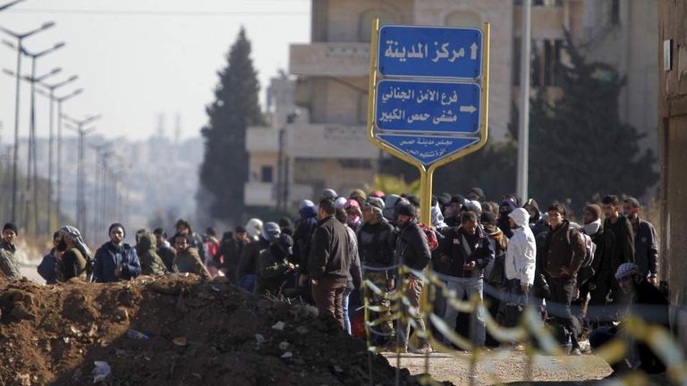 Syrian Rebel Fighters Leave Homs Under Truce World News Sky News