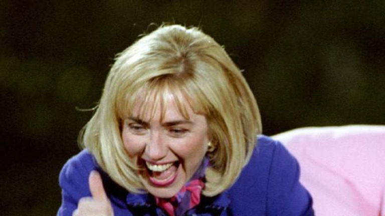 Hillary Clinton,wife of newly elected President Bill Clinton gives ...