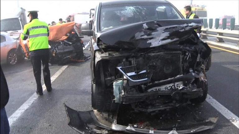Two Dead, Dozens Hurt, In 100-Vehicle Pile-Up | World News | Sky News