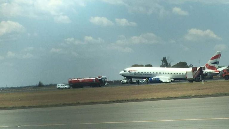 Plane's Undercarriage Collapses During Landing | World News | Sky News