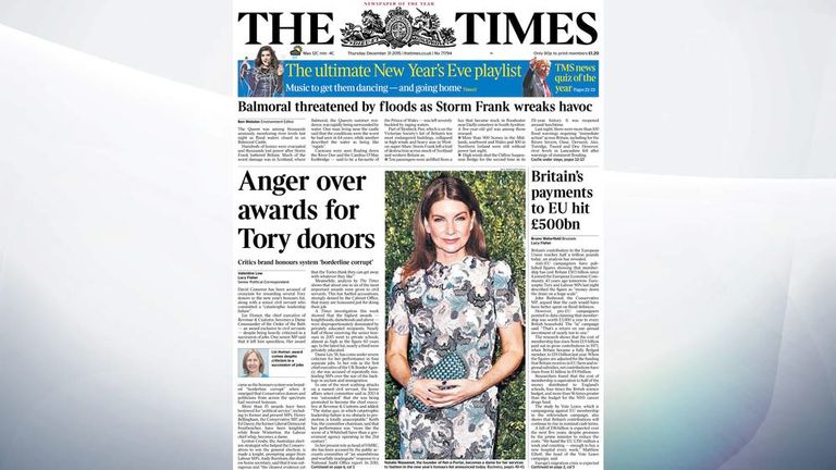 Thursday's National Newspaper Front Pages | UK News | Sky News