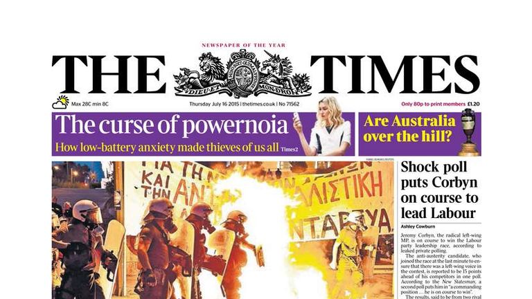 Thursday's National Newspaper Front Pages | UK News | Sky News