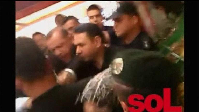 Turkey's PM Accused Of Punching Protester | World News | Sky News