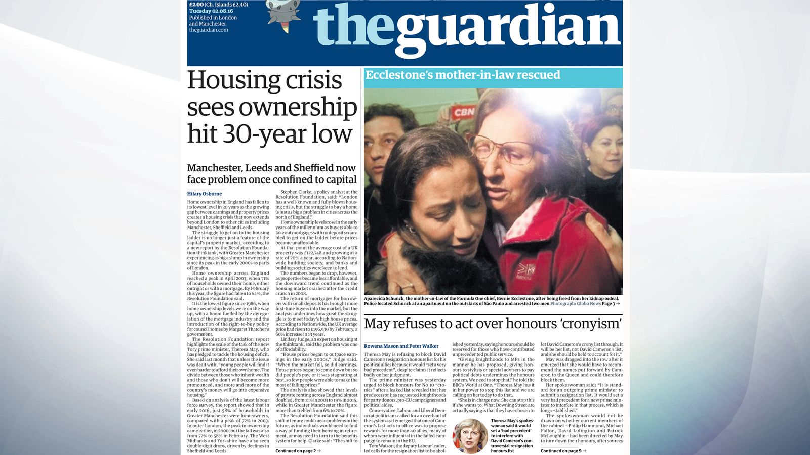 Tuesday's Newspaper Front Pages | UK News | Sky News