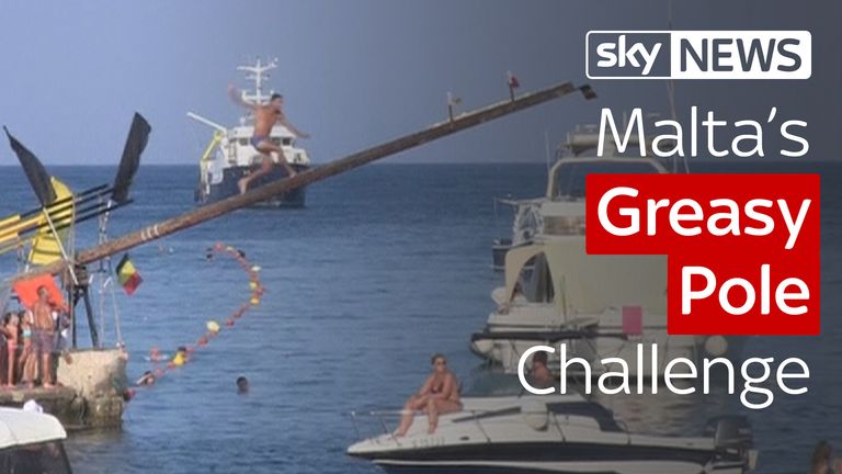 Greasy Pole Packs In The Crowds In Malta | Scoop News | Sky News