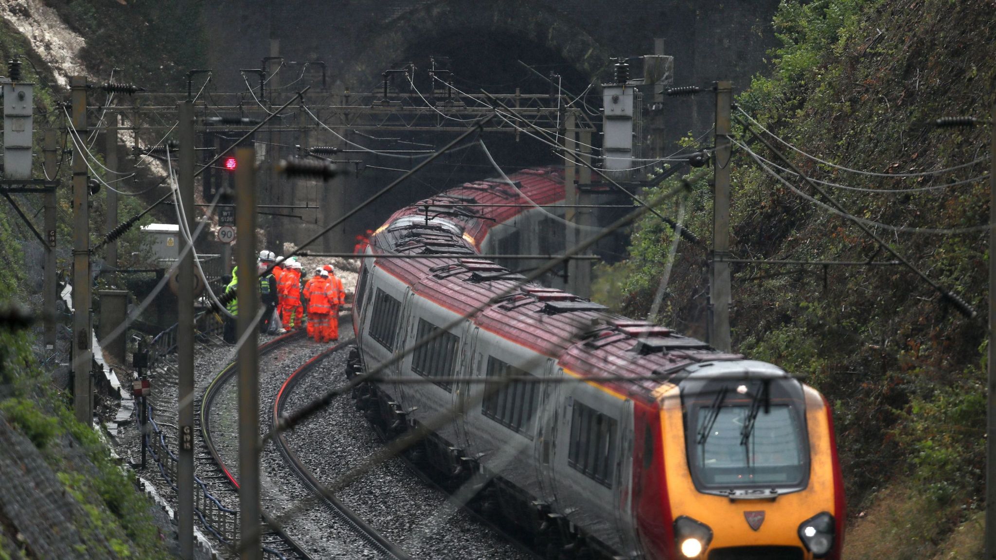 Train hits landslide and derails near Watford Junction | UK News | Sky News