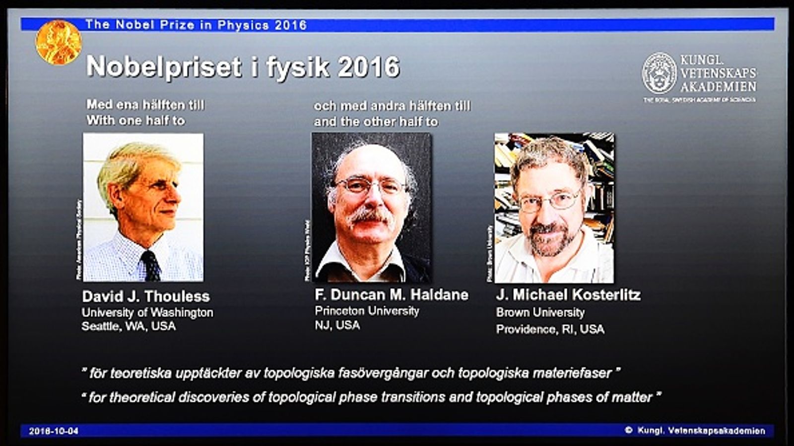 Nobel Prize in Physics won by three British-born scientists | World ...