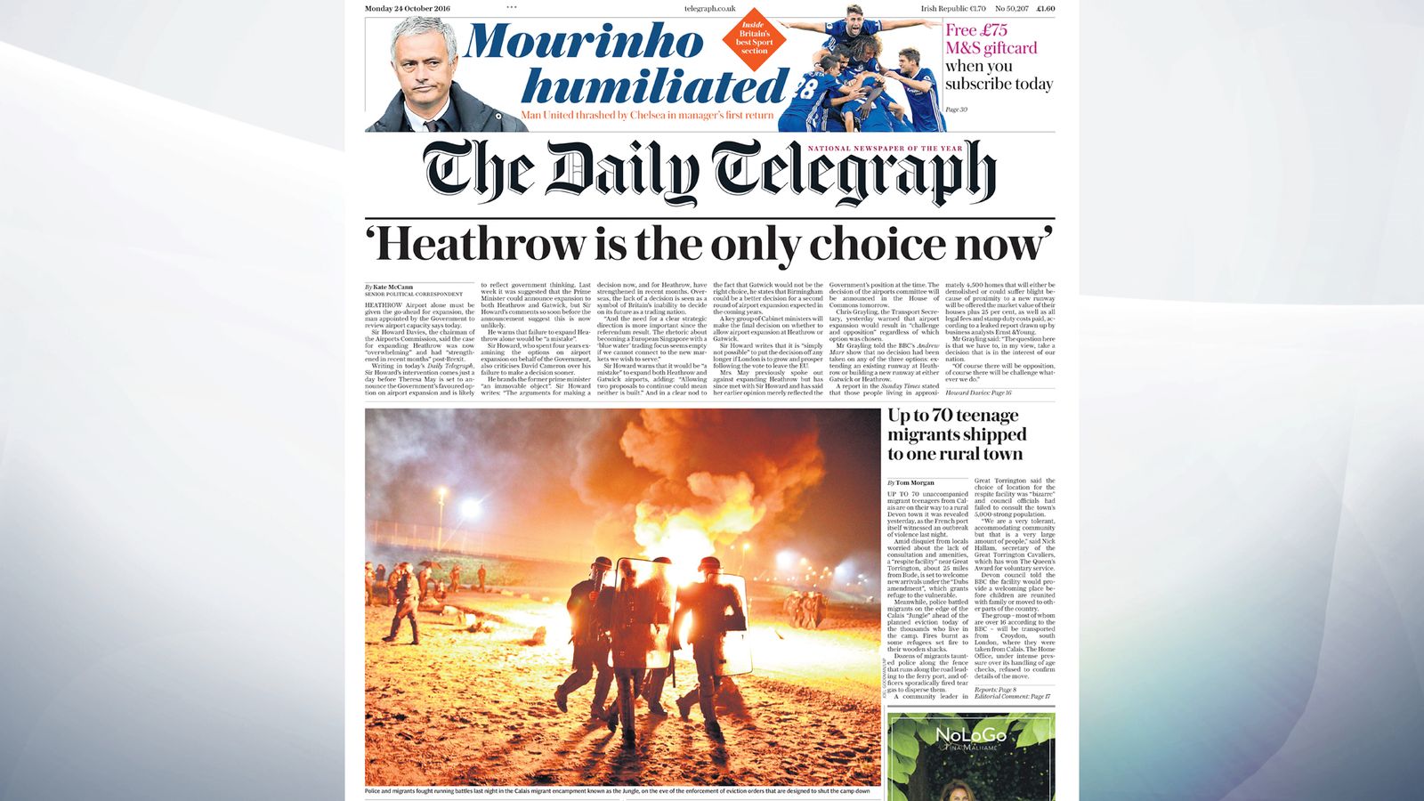 Monday's national newspaper front pages | UK News | Sky News