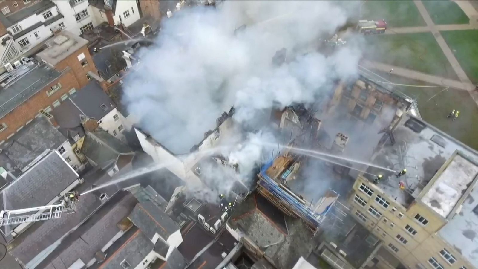 Drone footage shows scale of Exeter hotel fire | Scoop News | Sky News
