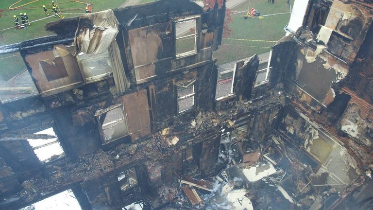 Drone footage shows fire damage to 'oldest hotel' | UK News | Sky News