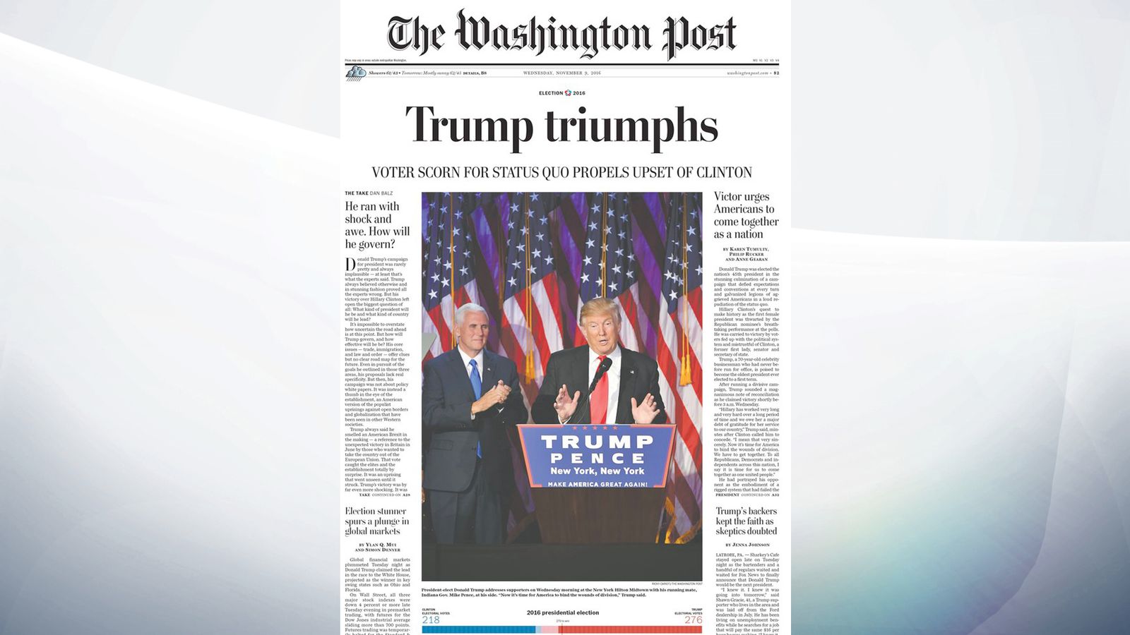How US newspapers reported Donald Trump's presidential victory | World ...