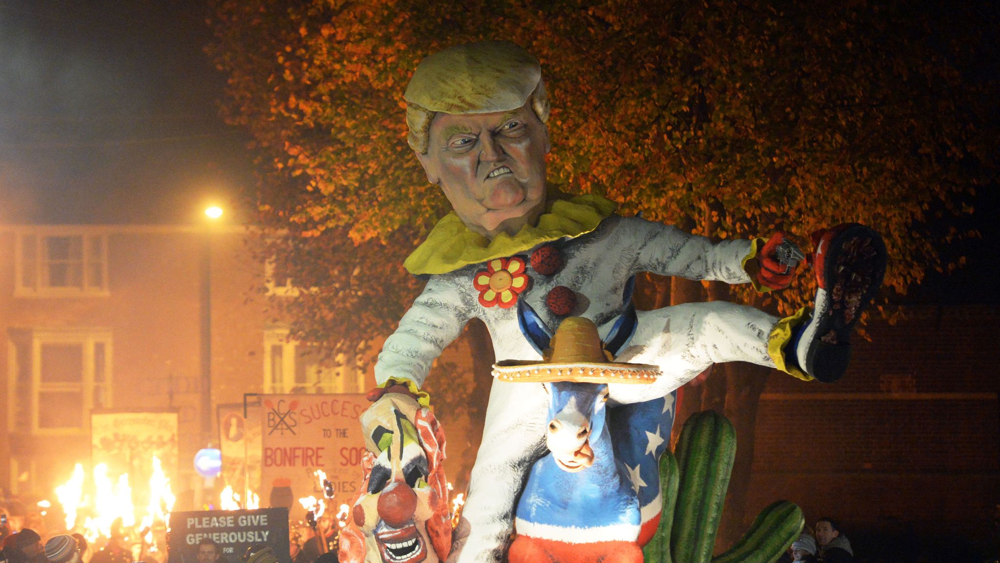 Donald Trump effigy burned on Lewes bonfire | UK News | Sky News