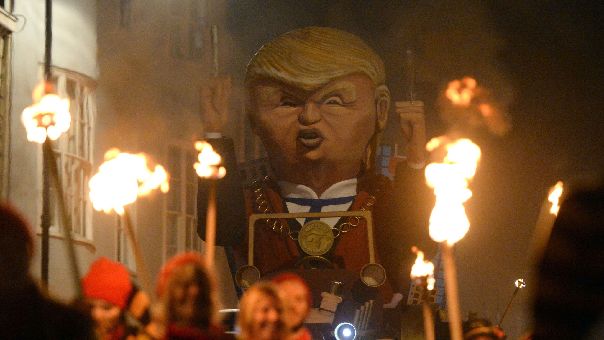Donald Trump effigy burned on Lewes bonfire | UK News | Sky News