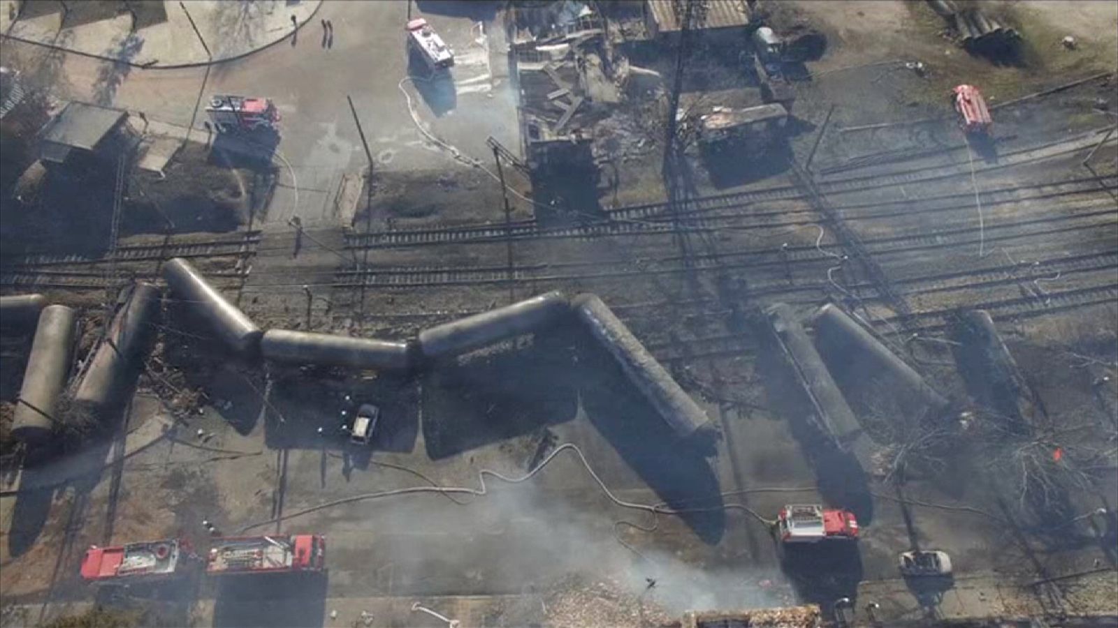 Aerial images of cargo train blast | Scoop News | Sky News